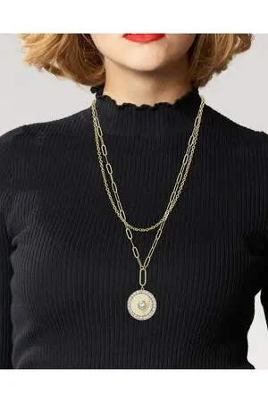 KENNETH JAY LANE Double Stranded Cubic Zirconia Pendant Necklace