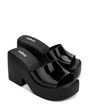 Melissa Posh Ad Slip-on Platform High Heel Sandals - Black