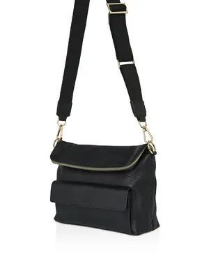 Whistles Vida Pebbled Leather Crossbody - Black