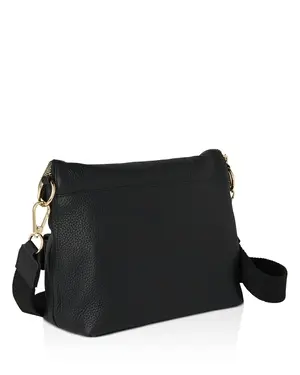 Whistles Vida Pebbled Leather Crossbody - Black