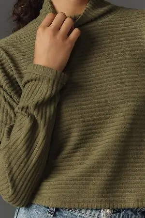 PILCRO Ribbed Turtleneck Pullover - Green