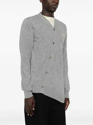 Comme Des Garçons X Lacoste Asymmetric Wool Cardigan - Grey