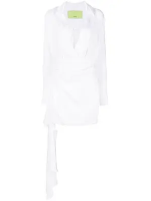 Gauge81 V-neck Draped Dress - White