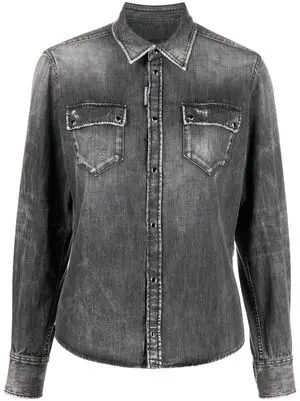 Dsquared2 Faded-effect Press-stud Shirt - Grey