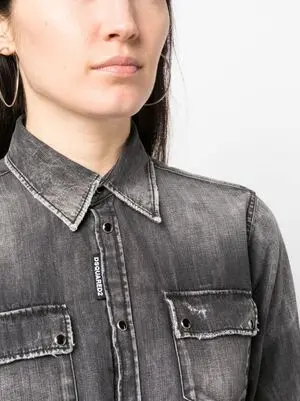Dsquared2 Faded-effect Press-stud Shirt - Grey