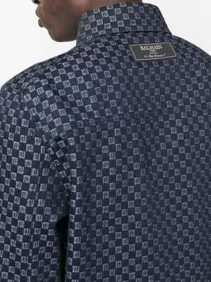Balmain Monogram-jacquard Denim Shirt