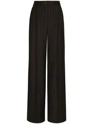 Dolce & Gabbana Pinstriped Wide-leg Trousers - Black