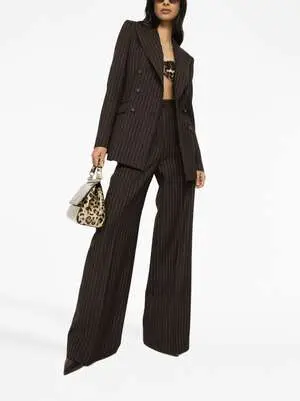 Dolce & Gabbana Pinstriped Wide-leg Trousers - Black