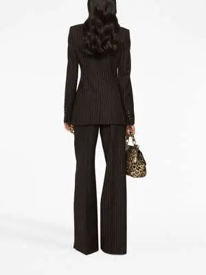 Dolce & Gabbana Pinstriped Wide-leg Trousers - Black