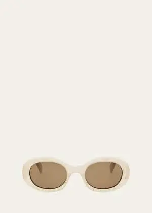Celine Triomphe Acetate Oval Sunglasses Orange Other Brow