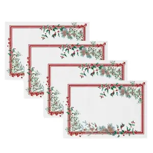 ELRENE HOME FASHIONS Winter Holiday Berry Fabric Placemats, Set Of 4 - Multi