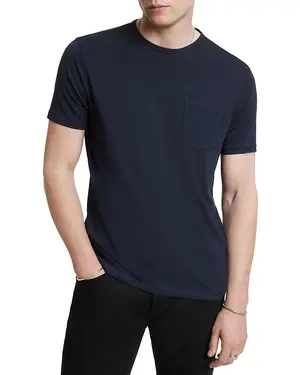 John Varvatos Bond Burnout Pocket Tee Navy