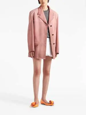 Prada Single-breasted Suede Blazer - Pink