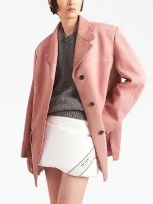 Prada Single-breasted Suede Blazer - Pink