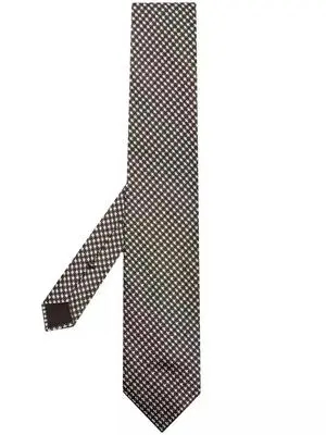 TOM FORD Patterned Jacquard Silk Tie - Brown