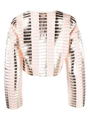 GENNY Cropped Top With Foiled Stripes
