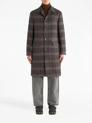Etro Plaid Check Pattern Coat - Brown