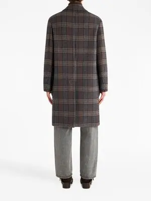 Etro Plaid Check Pattern Coat - Brown