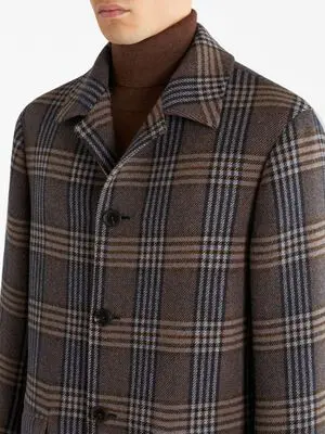 Etro Plaid Check Pattern Coat - Brown
