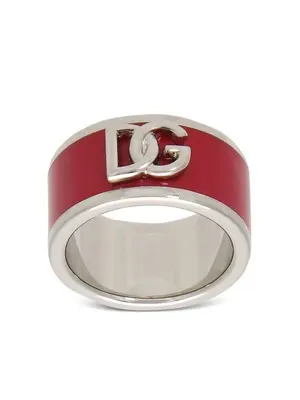 Dolce & Gabbana Logo-plaque Enamel Ring - Red