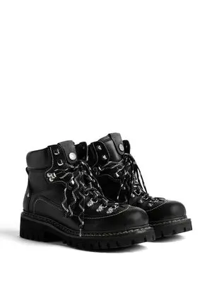 Dsquared2 Leather Hiking Boots - Black