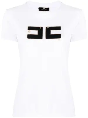 Elisabetta Franchi Logo-charm Cotton T-shirt - White