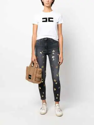 Elisabetta Franchi Logo Charm Cotton T-shirt