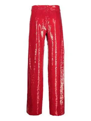 GENNY High-waisted Sequined Trousers - Red