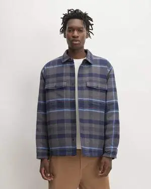 Everlane Flannel Filled Shirt Jacket - Heritage Blue/black/navy/heather