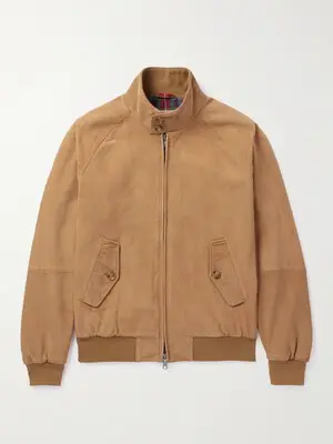 BARACUTA G9 Suede Harrington Jacket - Neutrals