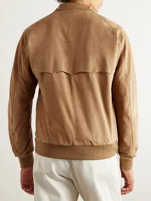 BARACUTA G9 Suede Harrington Jacket - Neutrals
