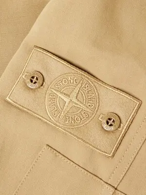 Stone Island Ghost Logo-appliquéd Cotton And Wool-blend Canvas Zip-up Overshirt