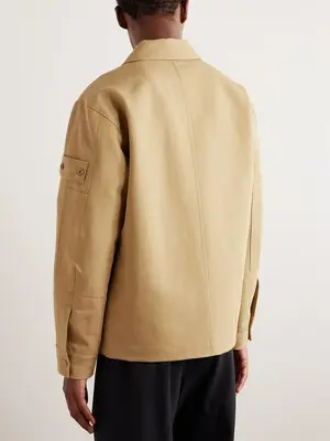 Stone Island Ghost Logo-appliquéd Cotton And Wool-blend Canvas Zip-up Overshirt