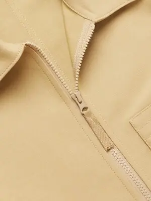 Stone Island Ghost Logo-appliquéd Cotton And Wool-blend Canvas Zip-up Overshirt