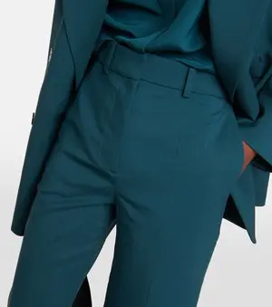 JOSEPH Morissey Mid-rise Straight Wool Pants - Green