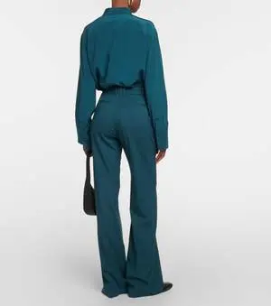 JOSEPH Morissey Mid-rise Straight Wool Pants - Green