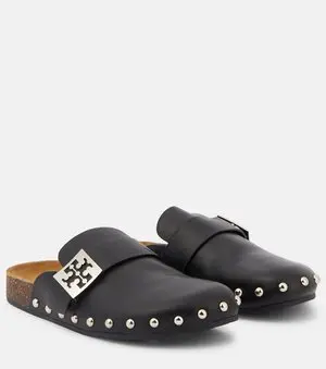 Tory Burch Mellow Studded Leather Slippers - Black