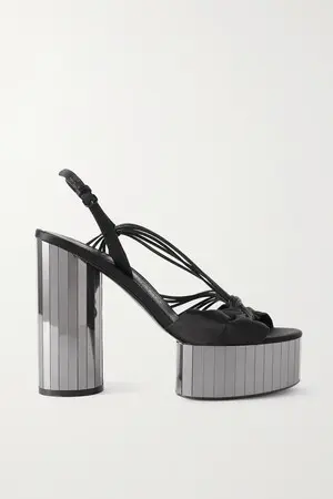 FERRAGAMO Net Sustain Sabina Leather-trimmed Platform Sandals
