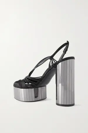 FERRAGAMO Net Sustain Sabina Leather-trimmed Platform Sandals