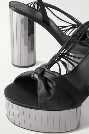 FERRAGAMO Net Sustain Sabina Leather-trimmed Platform Sandals