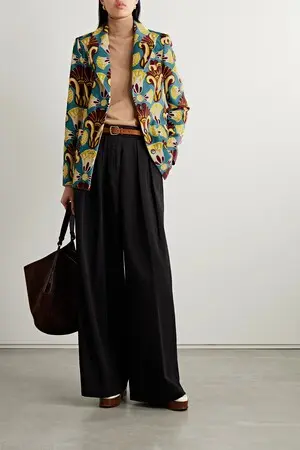 La DoubleJ Printed Cotton-velvet Blazer