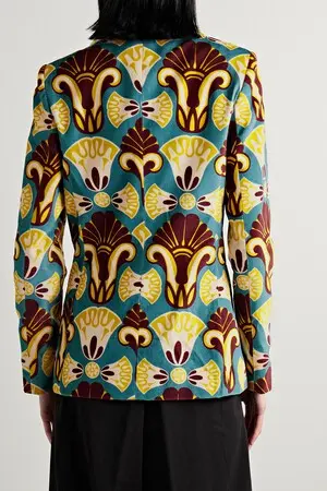 La DoubleJ Printed Cotton-velvet Blazer