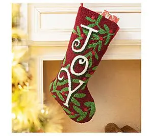 GLITZHOME 20'l Joy Hooked Christmas Stocking