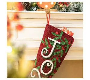 GLITZHOME 20'l Joy Hooked Christmas Stocking