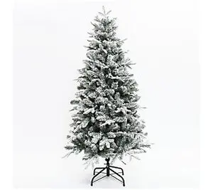 LUXEN HOME Luxenhome 5ft Pre-lit Full Artificial Flocked C Hristmas Tree - One-color