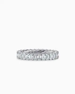 David Yurman Dy Eden Eternity Ring In Platinum With Emerald Diamonds - Diamond