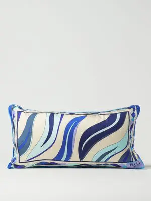 Emilio Pucci Cushion In Printed Silk Blue