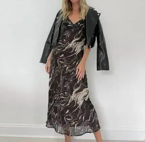 SIX FIFTY Cowl Dress In Marble - Grey