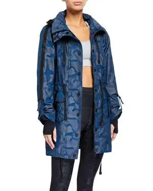 Blanc Noir Anorak Hooded Jacket In Camo - Blue