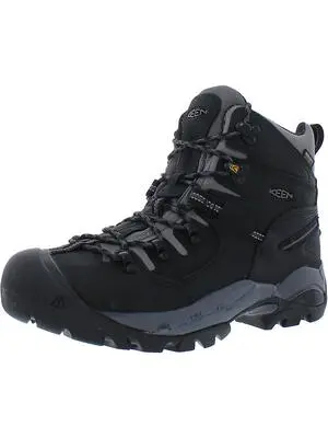 Keen Mens Leather Steel Toe Hiking Boots - Black